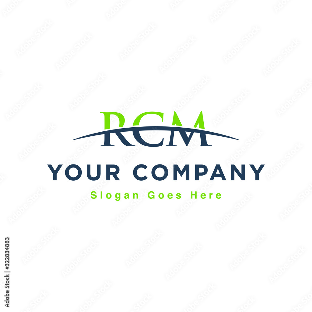 Initial letter RCM, overlapping movement swoosh horizon logo design ...