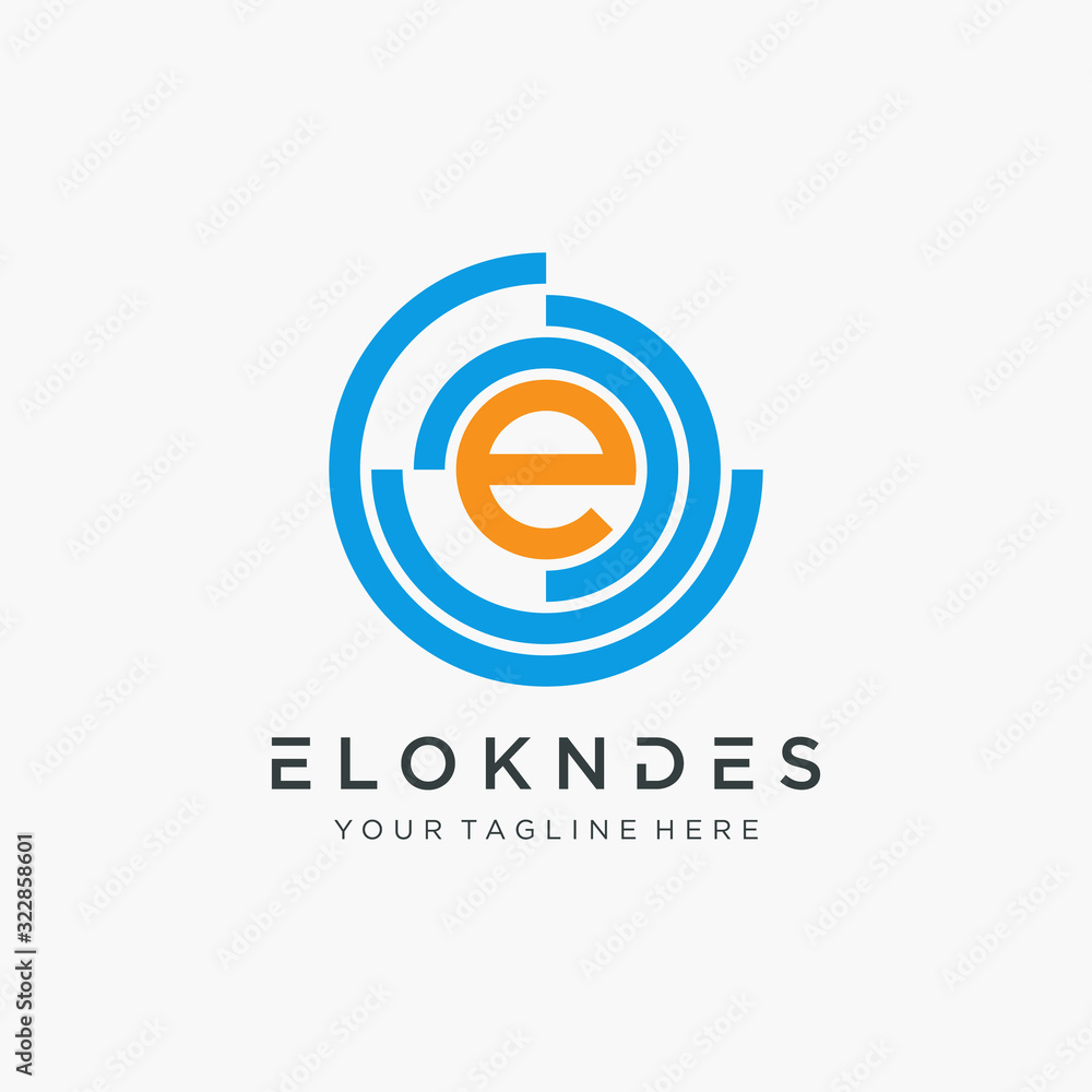 initial Letter E Digital Logo Design Template. symbol process for ...