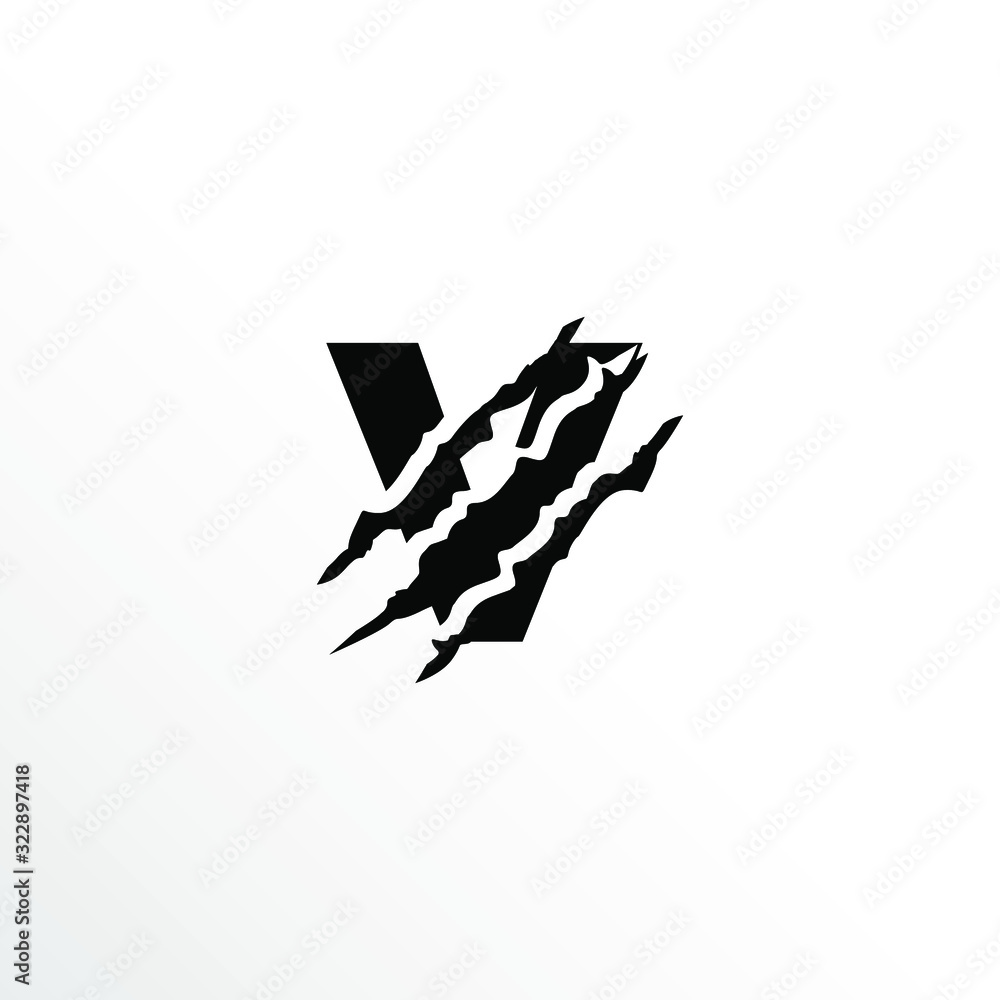 Initial Letter V with Claw Scratch Logo Design Stock Vector | Adobe Stock