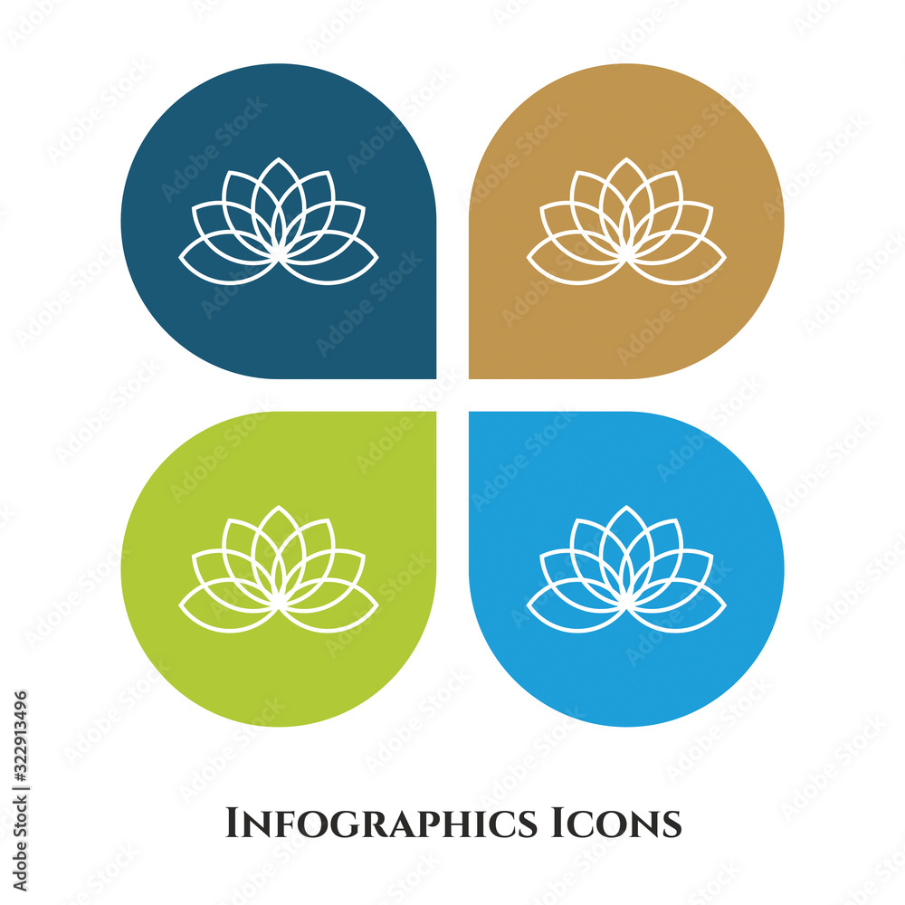 Lotus Vector Illustration icon for all purpose. Isolated on 4 different ...
