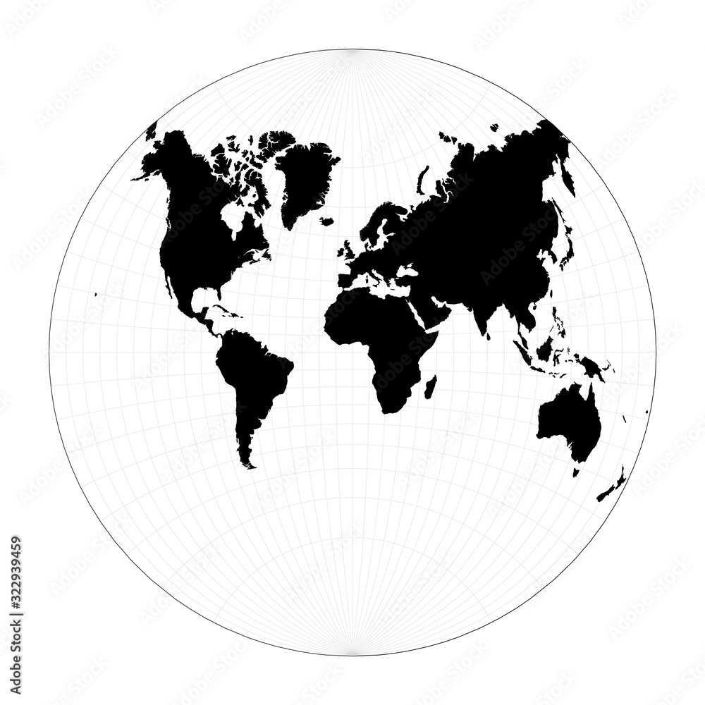 EPS10 Vector World Map. Van der Grinten II projection. Plane world ...