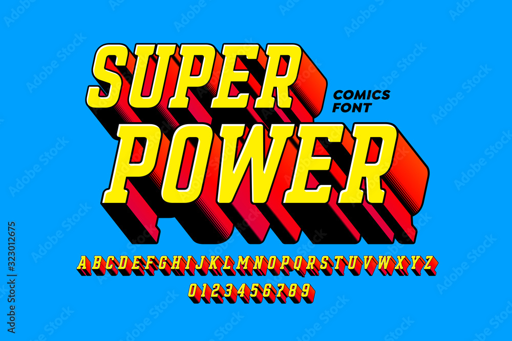 Super Power comics style font, alphabet letters and numbers 素材庫向量圖 ...