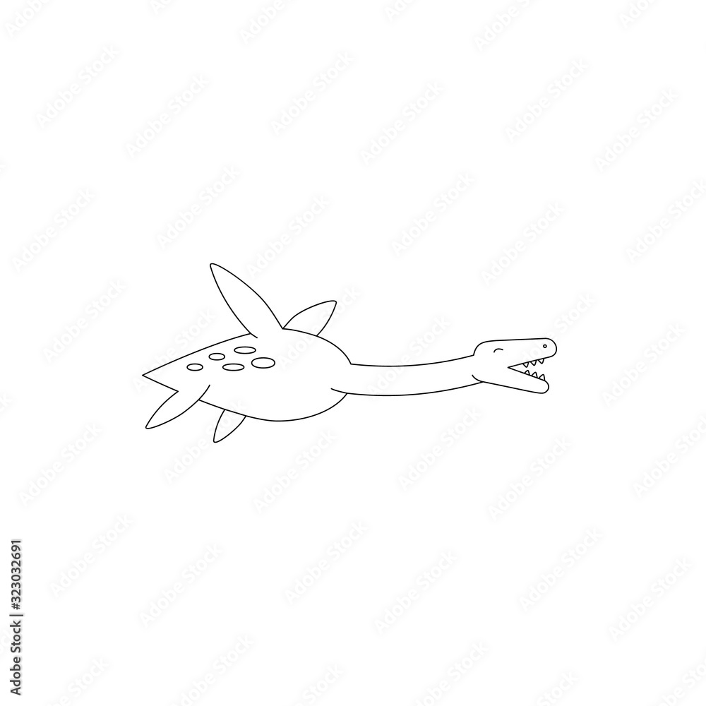 Simple line style icon of Plesiosauria. Pictogram of dinosaur for ...