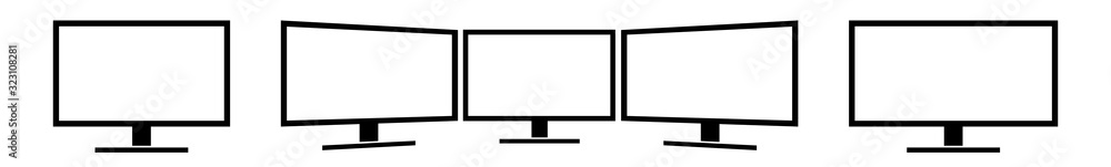 Screens Icon Black | Monitors Illustration | Headquarters Workstation ...