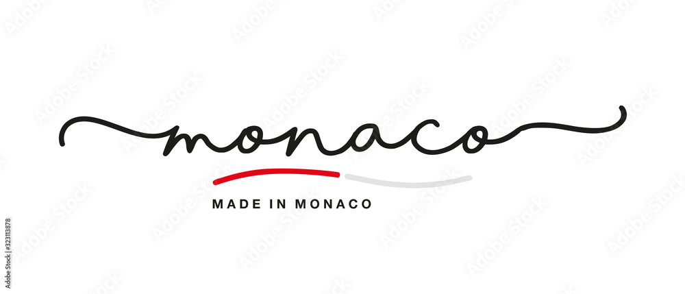 Made in Monaco handwritten calligraphic lettering logo sticker flag ...