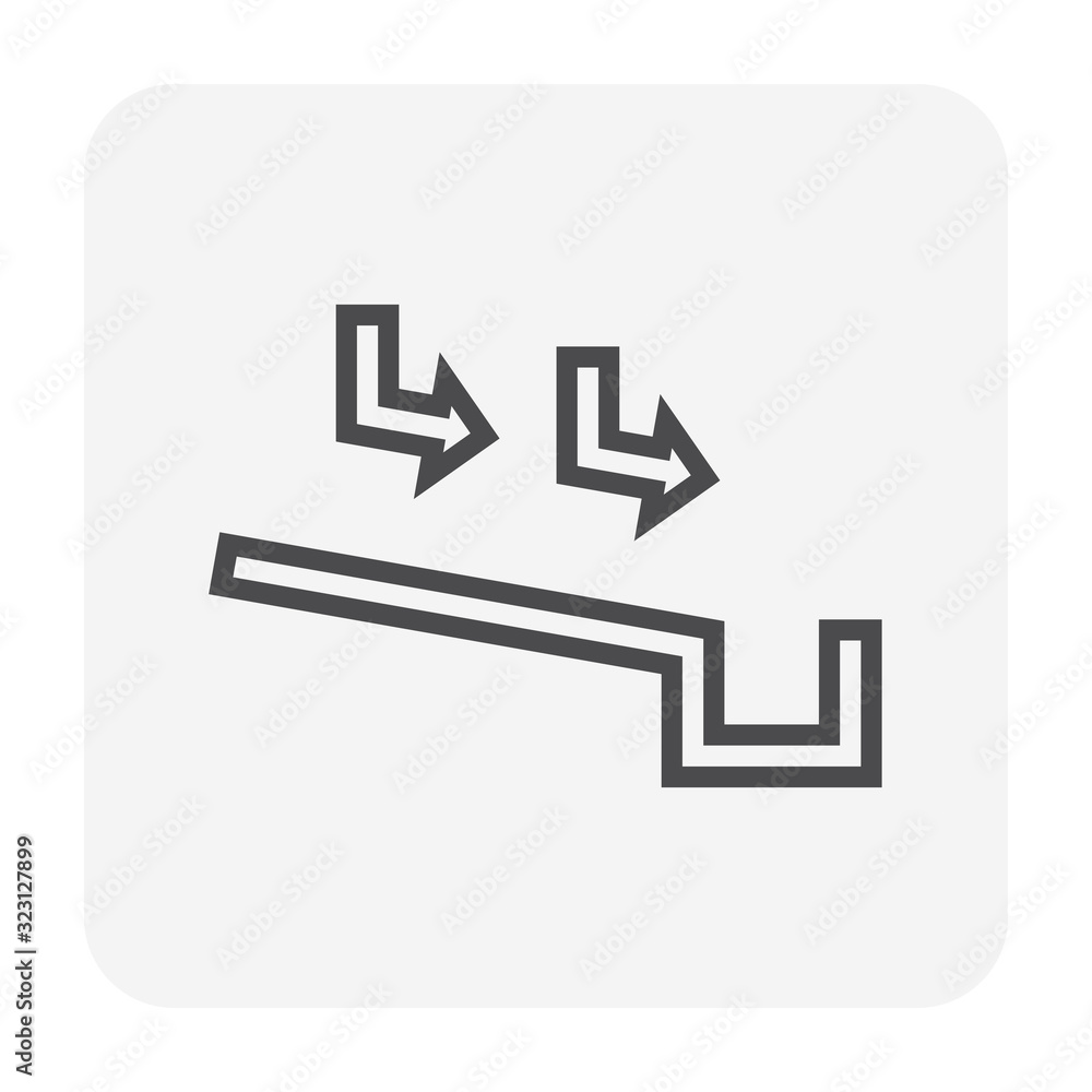 Rain gutter vector icon. Also called eavestrough, eaves-shoot or ...