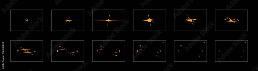 Shine dust animation effect. energy animation effect. frame by frame classic animation sprite ...