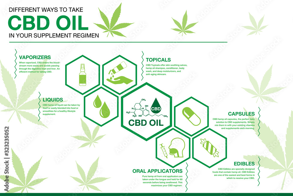 เวกเตอร์ Stock CBD hemp oil in your supplement regimen Infographics ...