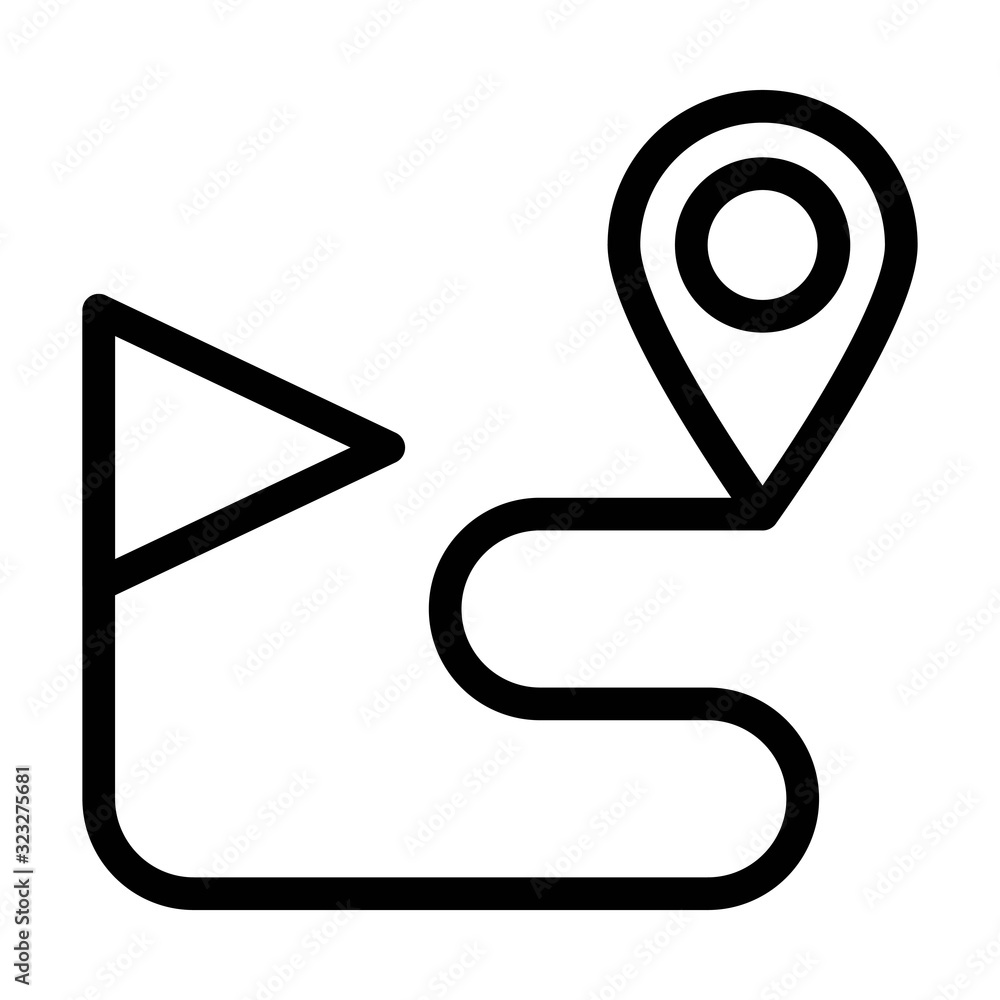 Route, roadmap icon in trendy line style. Location symbol. Map, pin ...