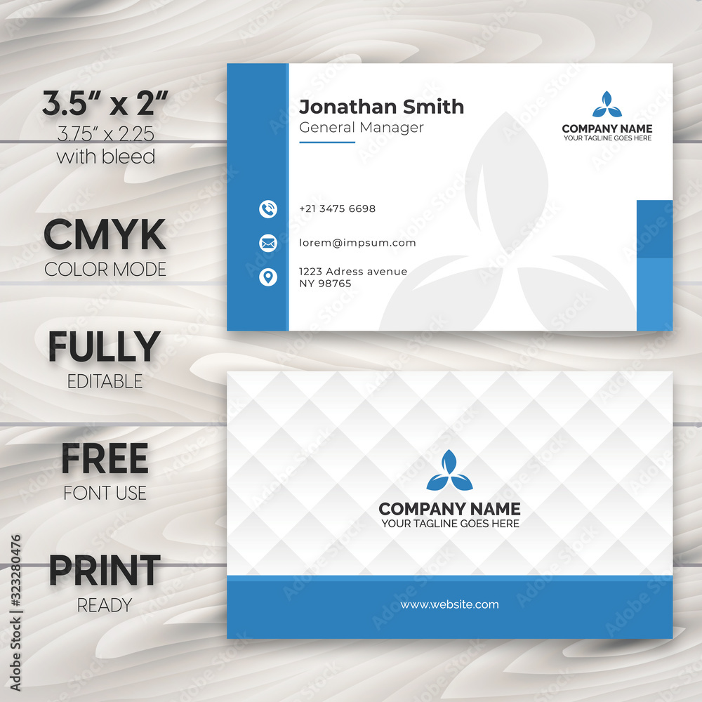 Stylish Business Card Template. Corporate Brand Identity Card. Clean Id ...
