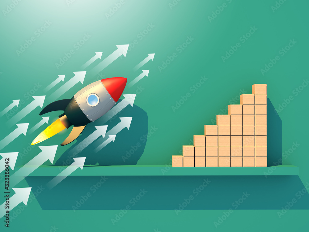 3D illustration business startup successful leadership ideas concept ...