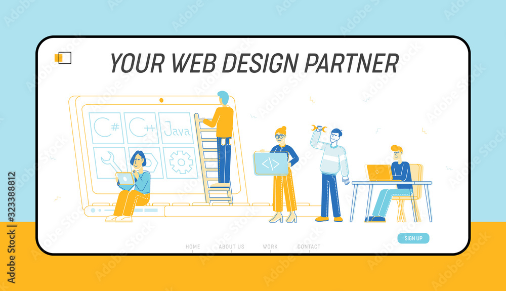 Front End Development Website Landing Page. Developers Create Interface ...