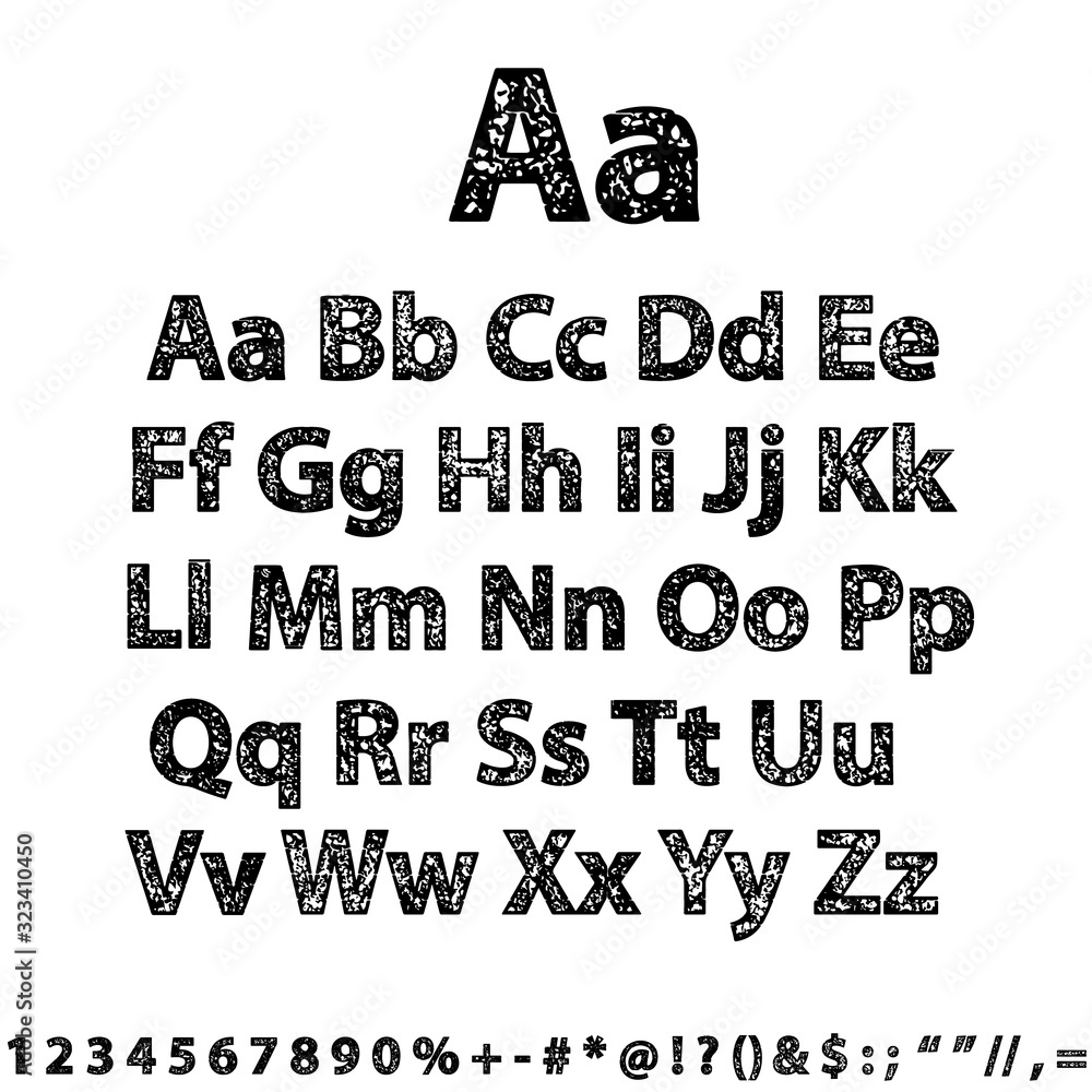 Dirty textured of typography grungy stamped alphabet font vector ...