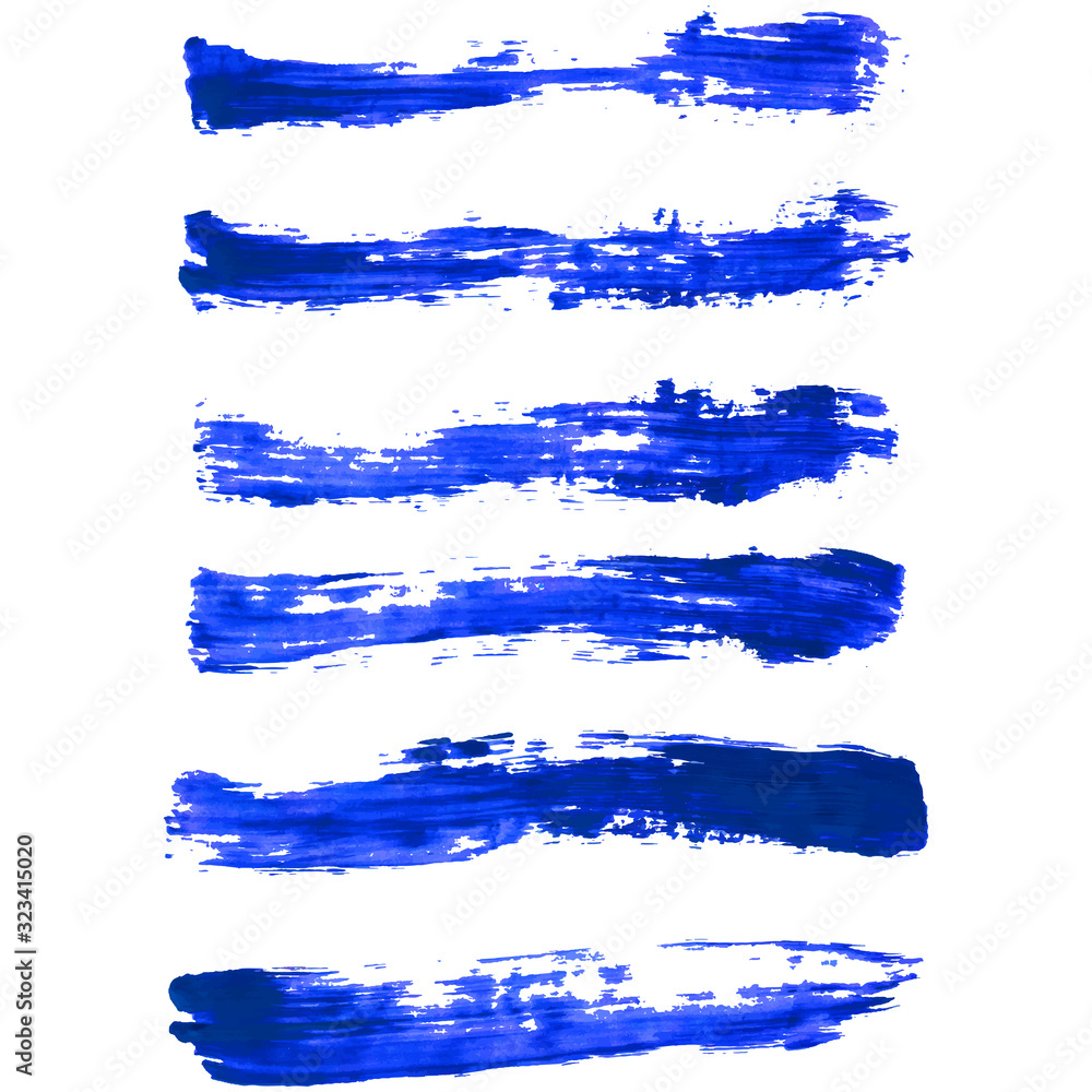 Set of watercolor stains. Brush strokes on a white background. Paint texture. Gradients with ...