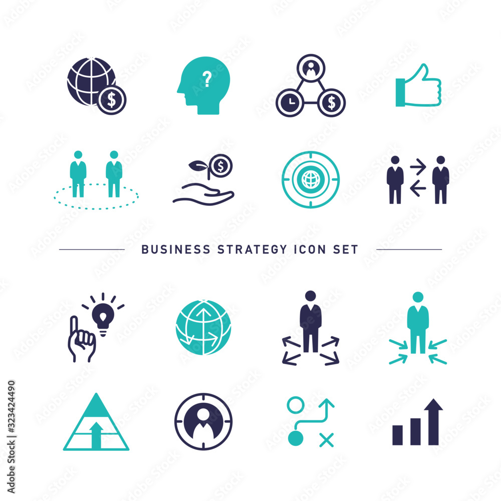 BUSINESS STRATEGY ICON SET Stock Vector | Adobe Stock