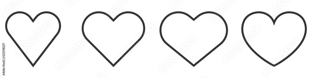 Set of Heart outline icons. Vector Hearts. Stock Vector | Adobe Stock
