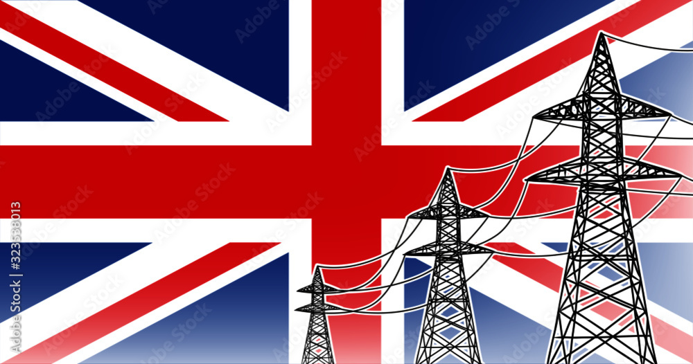 เวกเตอร์ Stock United Kingdom (UK) electric power supply lines vector ...