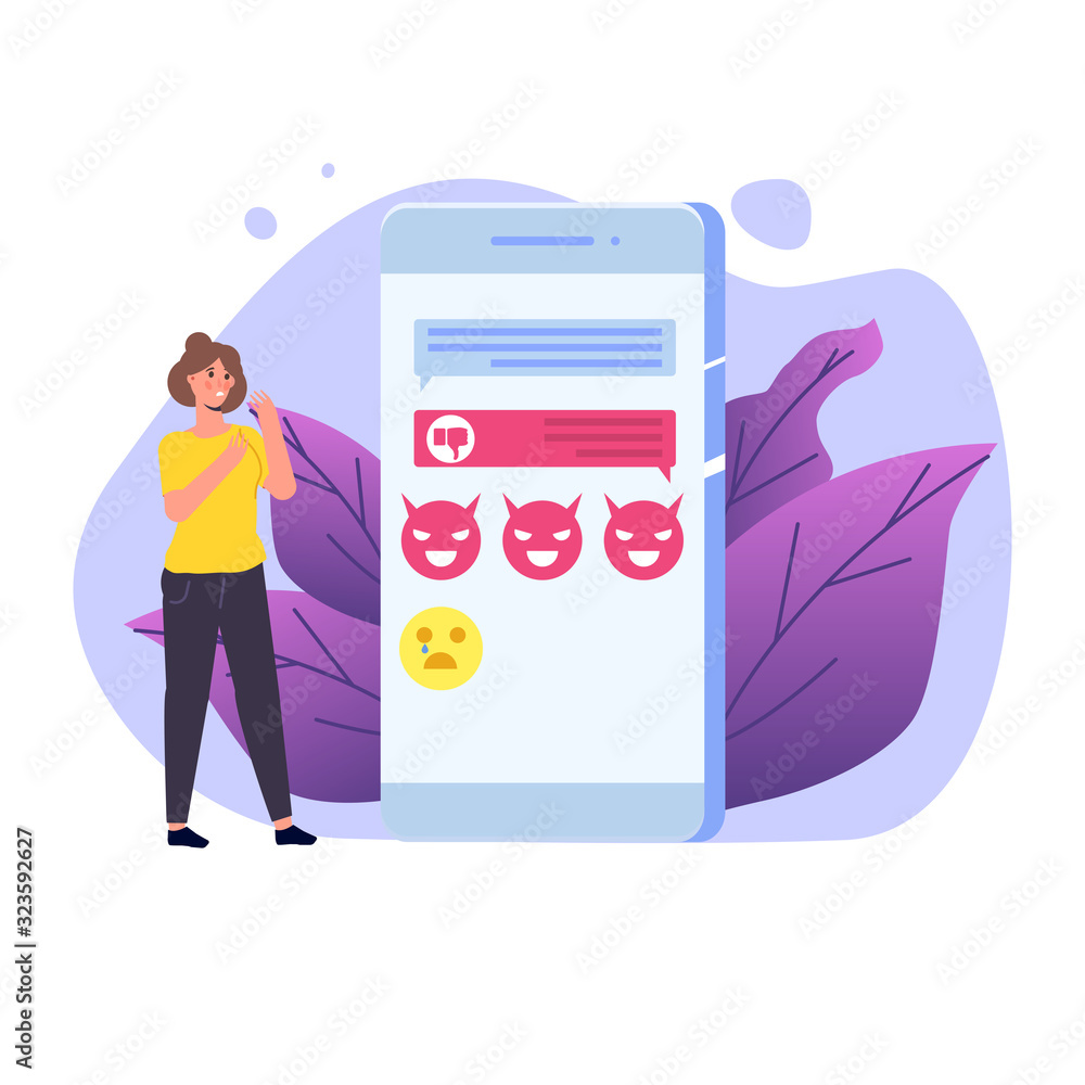 Cyberbullying, social network harassment concept. Vector illustration ...
