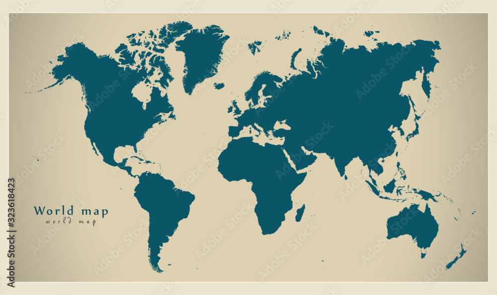 Modern Map - World map complete illustration Stock Vector | Adobe Stock