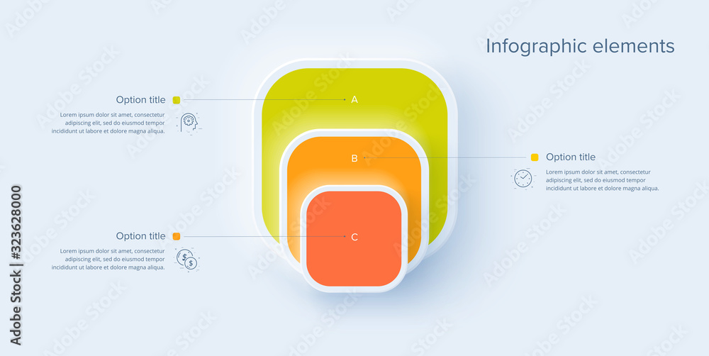 Business process chart infographics with 3 steps in neumorphism design ...