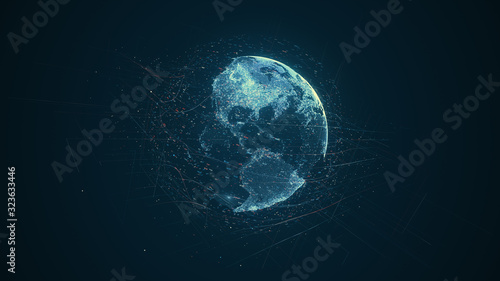 Digital data globe - abstract illustration of a scientific technology ...