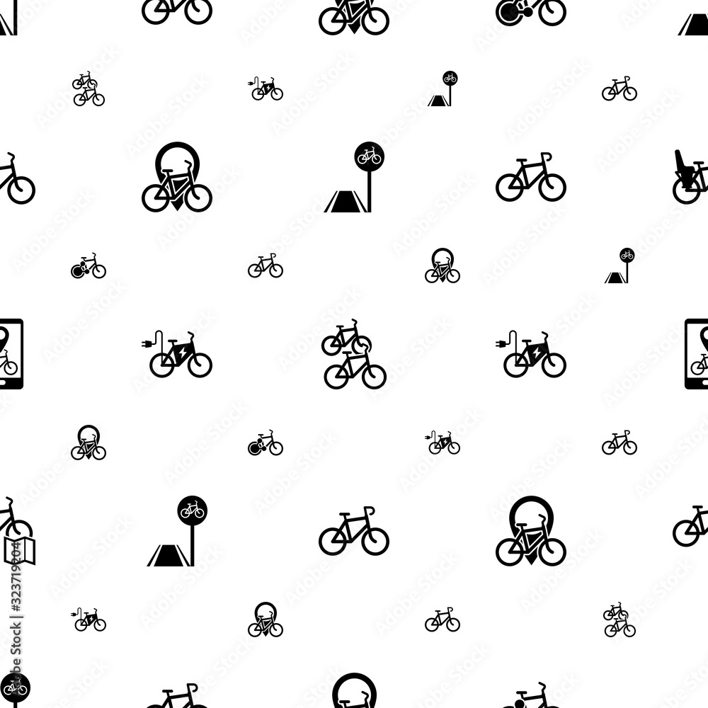 ride icons pattern seamless. Included editable filled bicycle lane ...