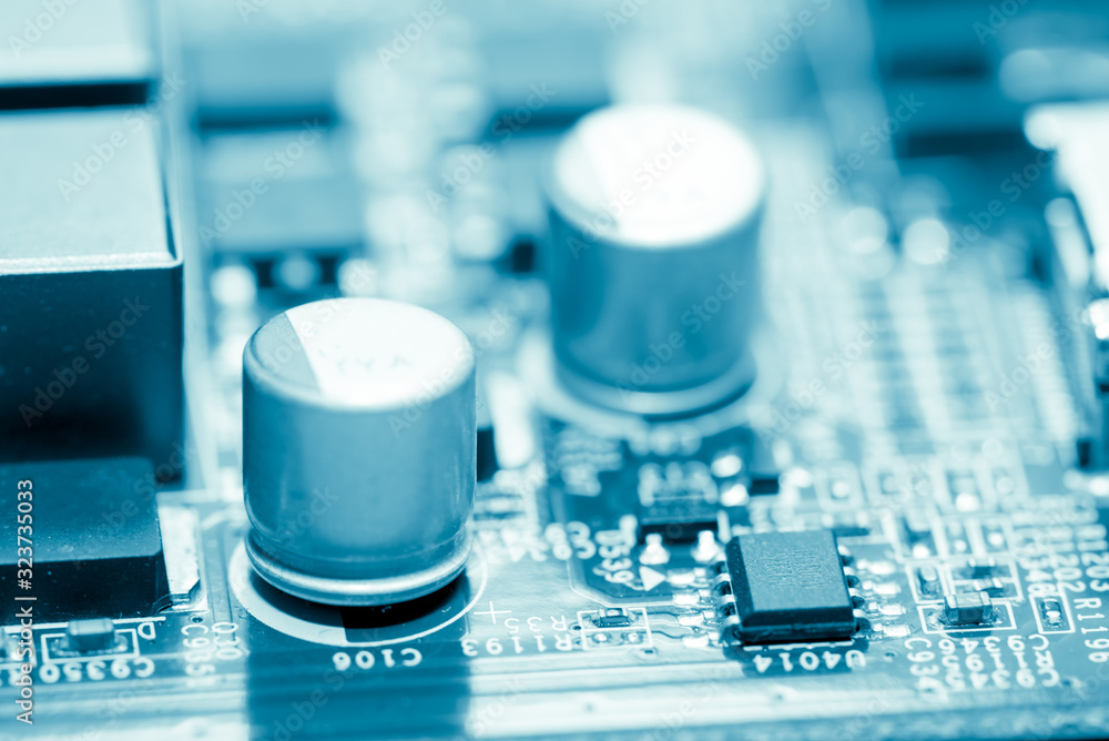 Abstract, Close up at electronic circuits, we see the technology of the ...