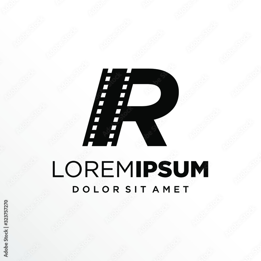Initial Letter R with Filmstrip Logo Design Stock Vector | Adobe Stock