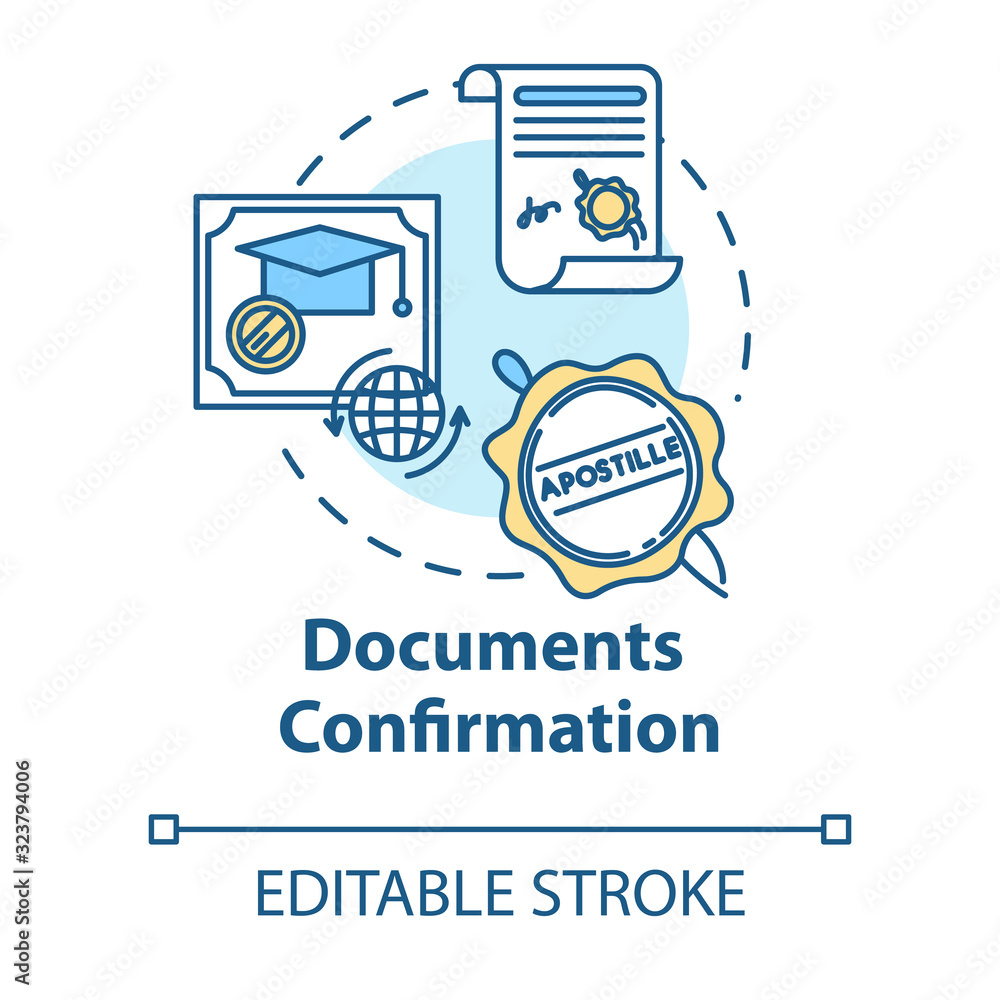 Document confirmation concept icon. Common law paperwork. Approved ...