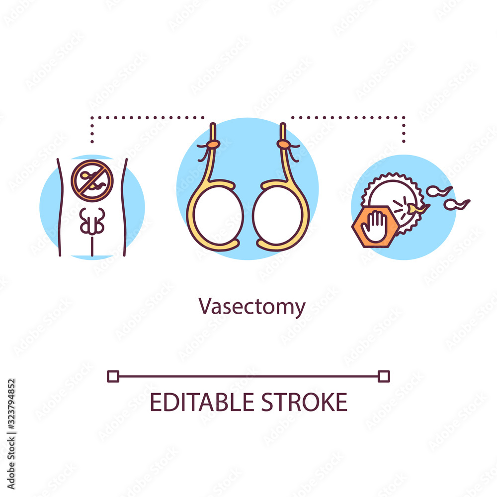 Vasectomy concept icon. Permanent contraceptive method. Surgical ...