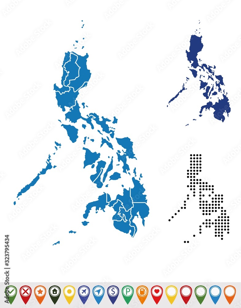 Set outline maps of Philippines Stock Vector | Adobe Stock