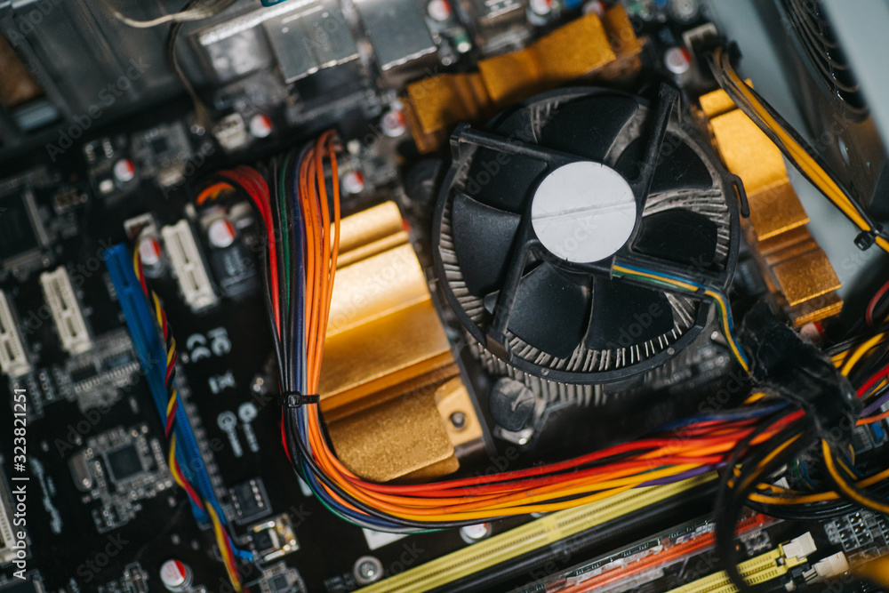 Maintenance update system upgrate concept. computer parts with harddisk ...