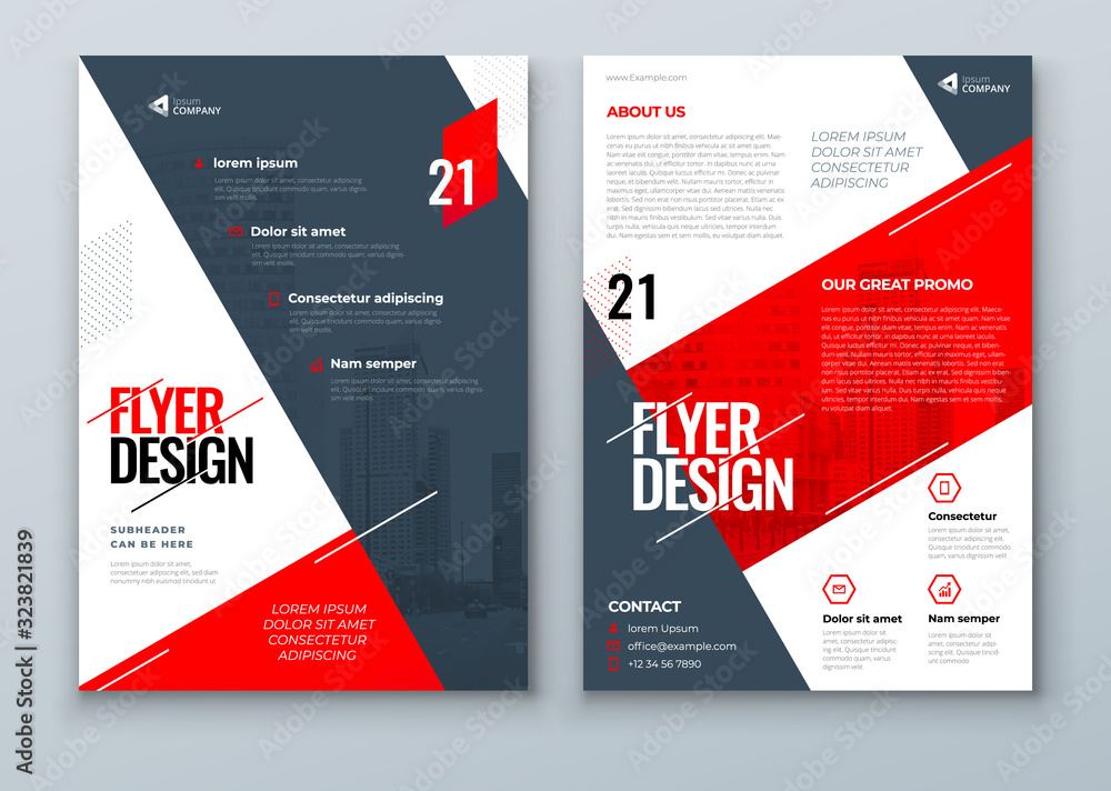 Flyer Design. Red Modern Flyer Background Design. Template Layout for ...