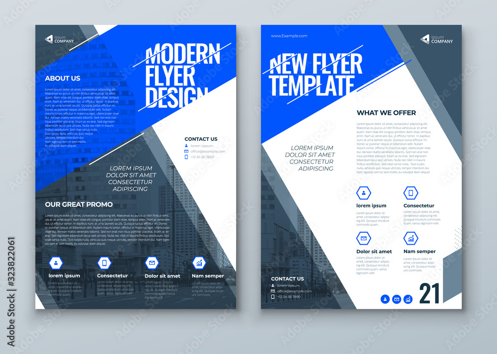 Flyer Design. Blue Modern Flyer Background Design. Template Layout for ...