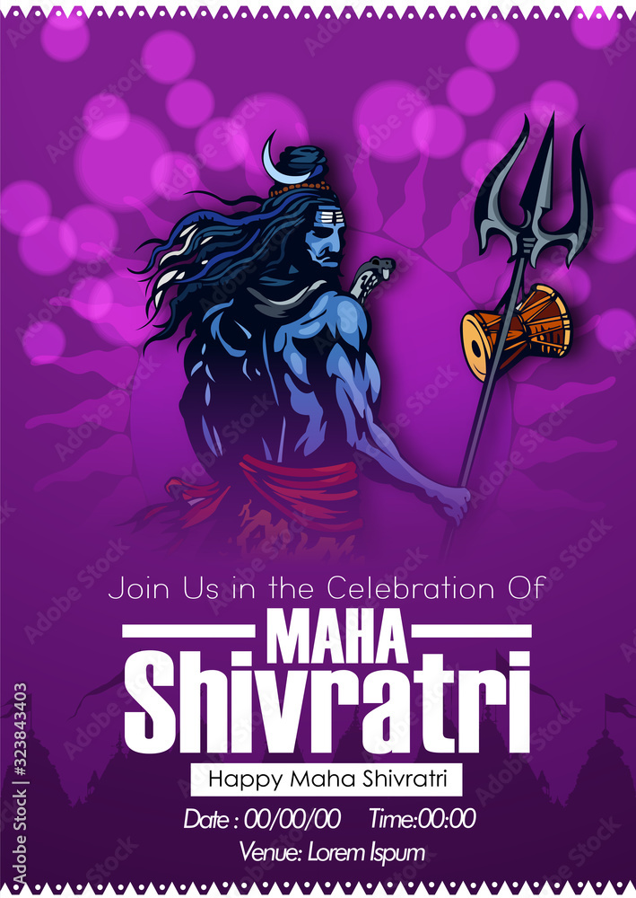 illustration of Lord Shiva, Indian God of Hindu for Shivratri with ...
