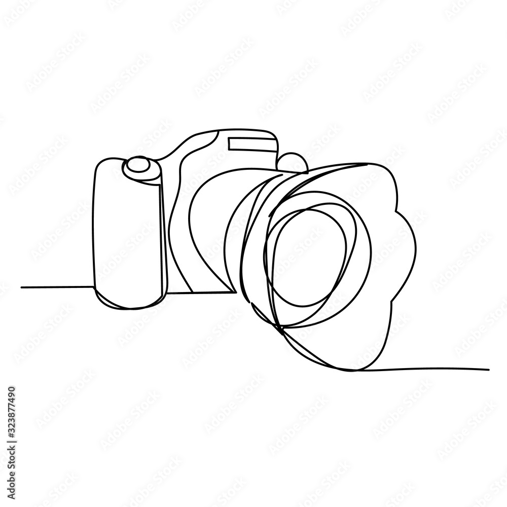 vector, isolated, single line drawing, camera Stock Vector | Adobe Stock