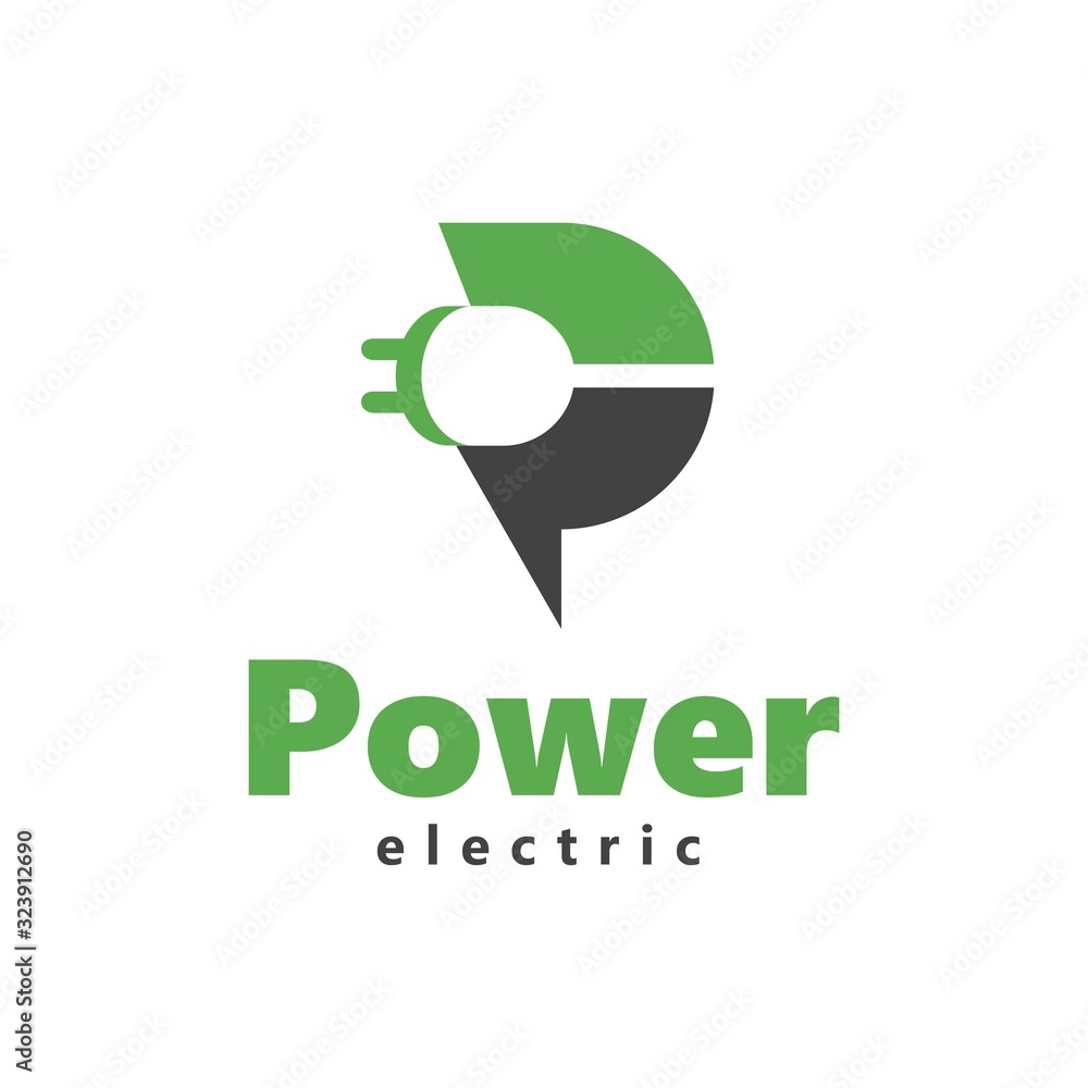 Logo power electric silhouette plug socket Stock Vector | Adobe Stock