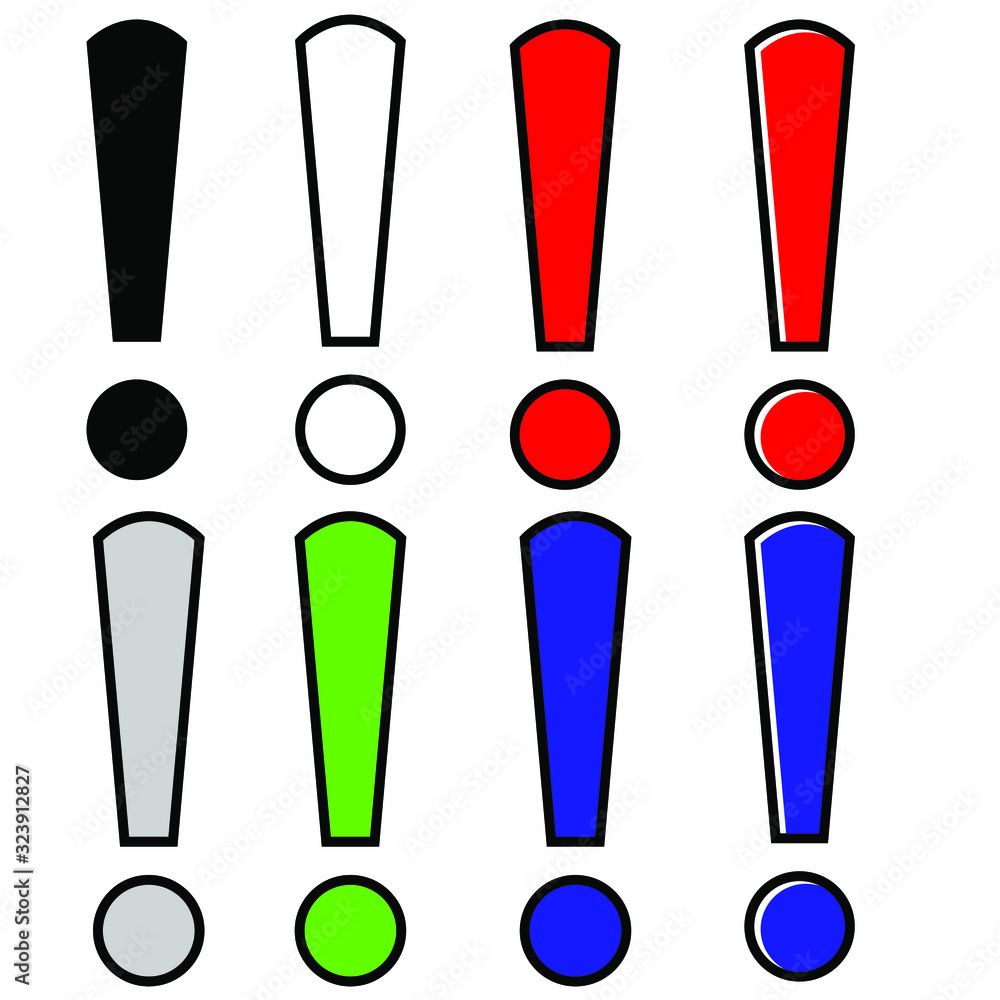 Cartoon exclamation mark vector set. Collection of exclamation mark ...