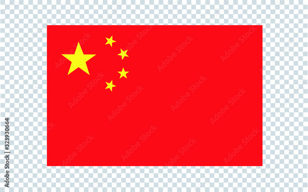 China flag in vector illustration. Isolated on transparent background ...