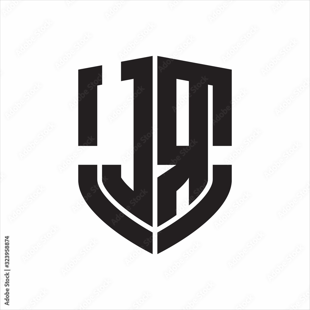 JR Logo monogram with emblem shield shape design isolated on white ...