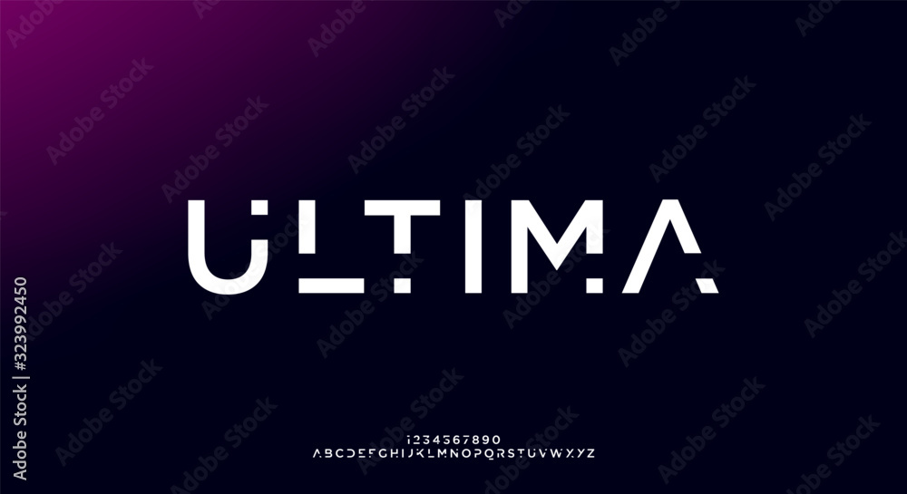 Ultima, an Abstract technology futuristic alphabet font. digital space ...