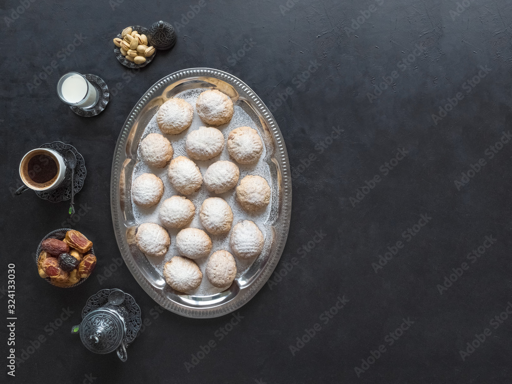 Eid and Ramadan Dates Sweets - Arabian cuisine background. Egyptian ...