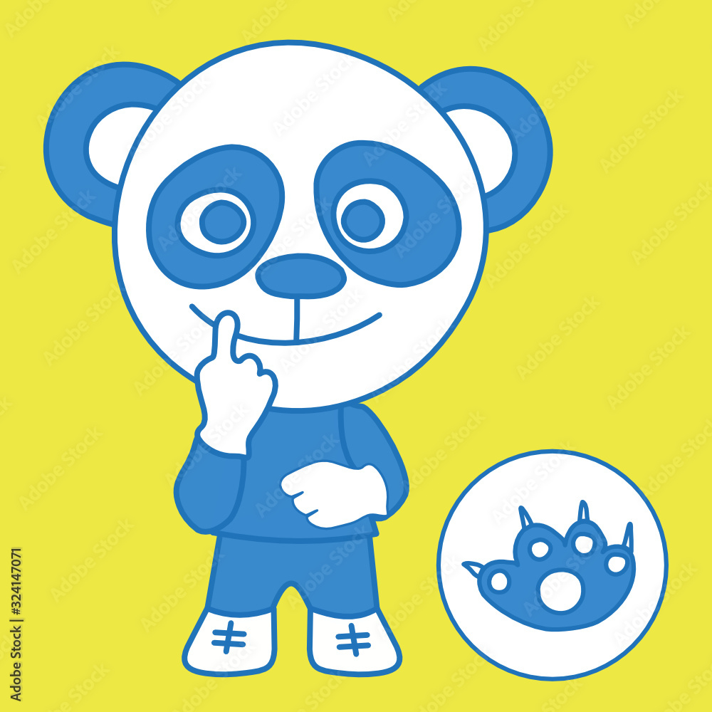 emoticon with a cool cartoon embarrassed panda, holding a finger to his ...
