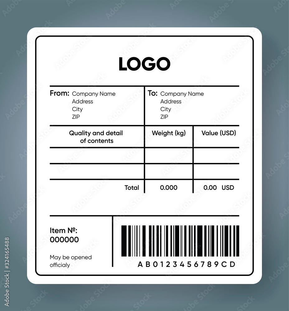 Shipping bar code label. Cargo sticker. Product and price with barcode ...