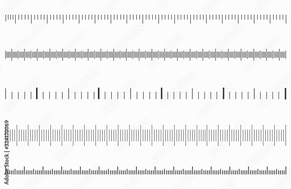 Measurement scale with black marks. Ruler scale for distance and weight ...