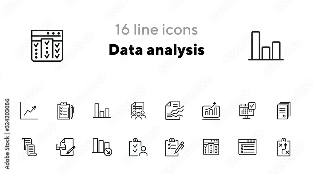 Data analysis icons. Set of line icons on white background. Data ... Data analysis icons. Set of line icons on white background. Data ...