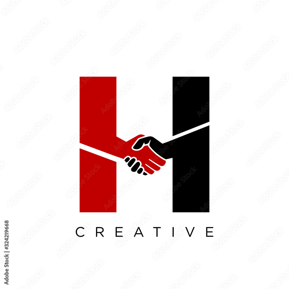 h handshake logo design vector icon Stock Vector | Adobe Stock