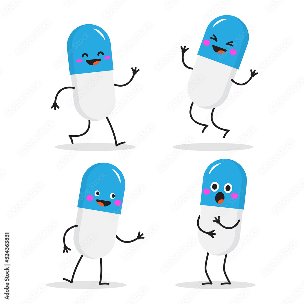 Set of funny characters capsules Stock Vector | Adobe Stock
