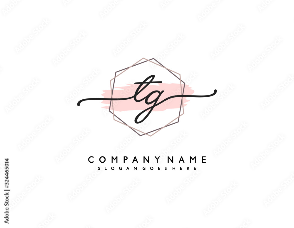 letter TG GT minimalist feminine handwriting logo. vector design of ...