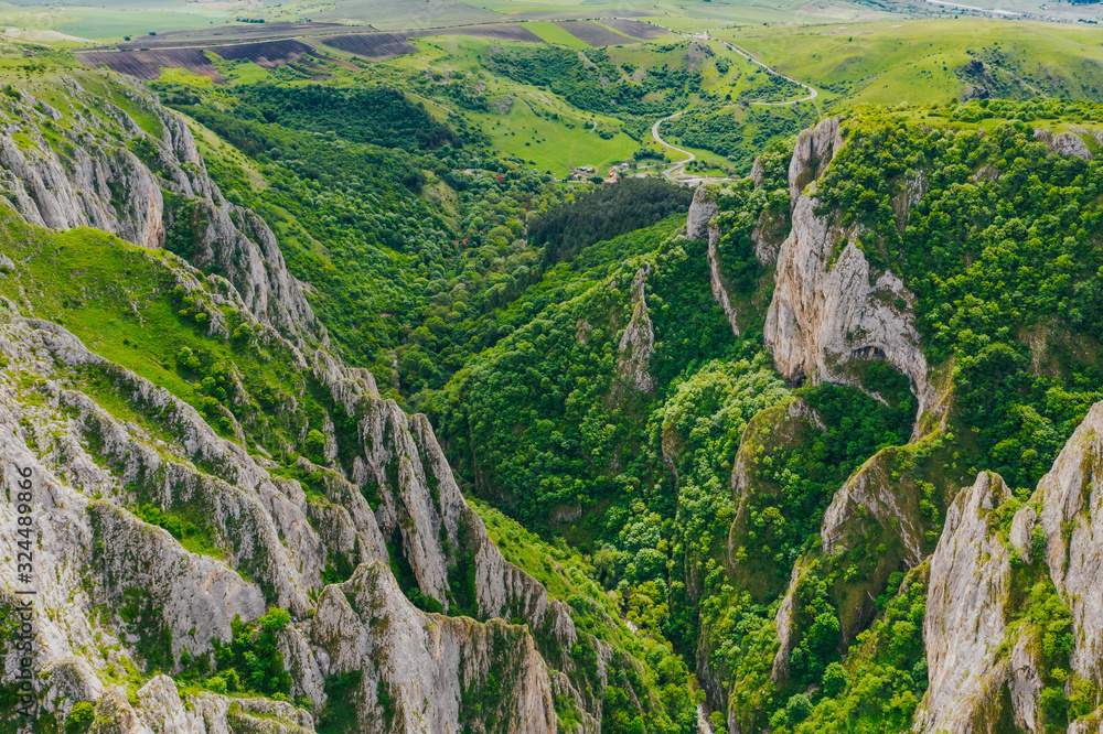 Famous gorge near Turda, in Romania named Cheile Turzii. One of the ...